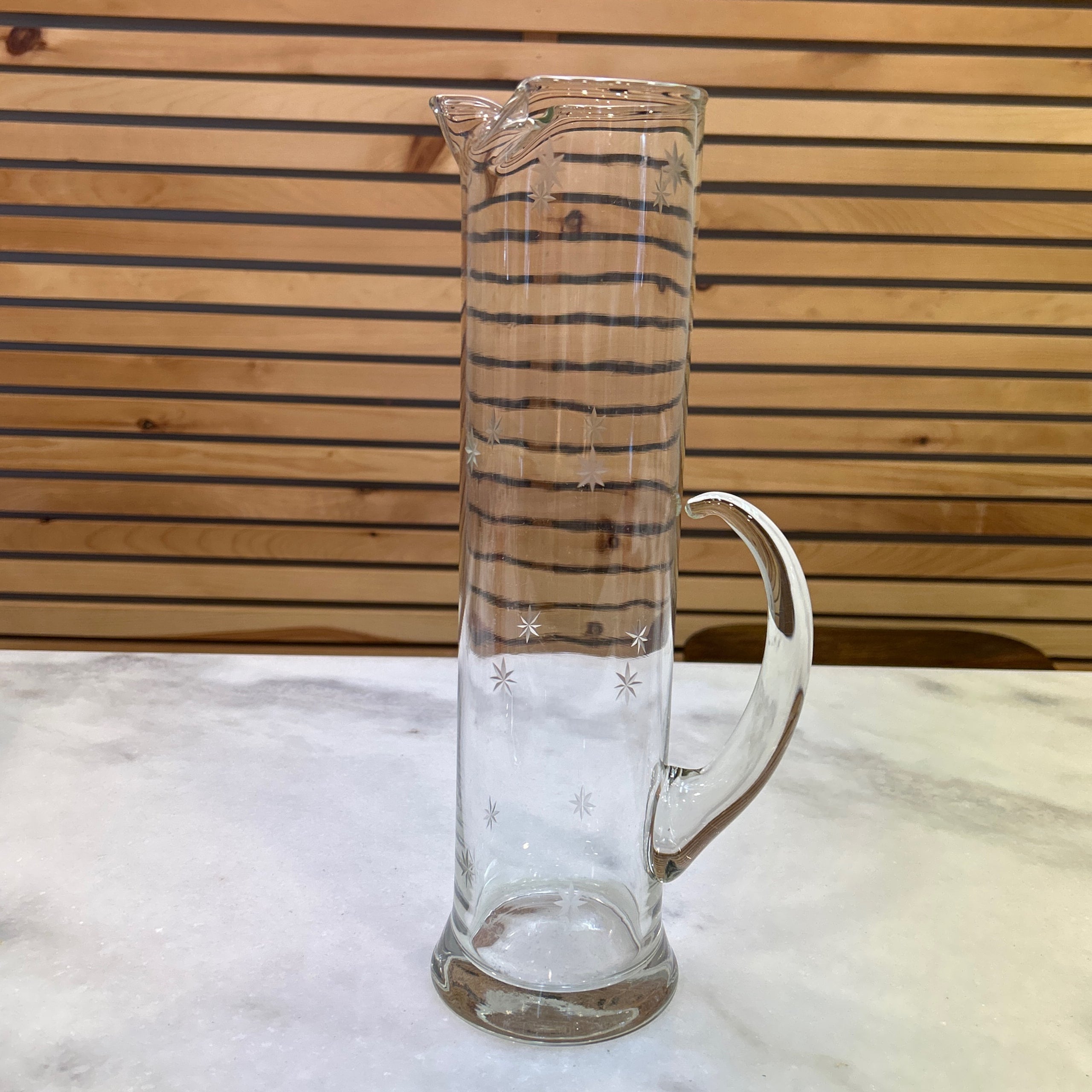 Rare mid century atomic cut glass cocktail pitcher | Finch + Fern