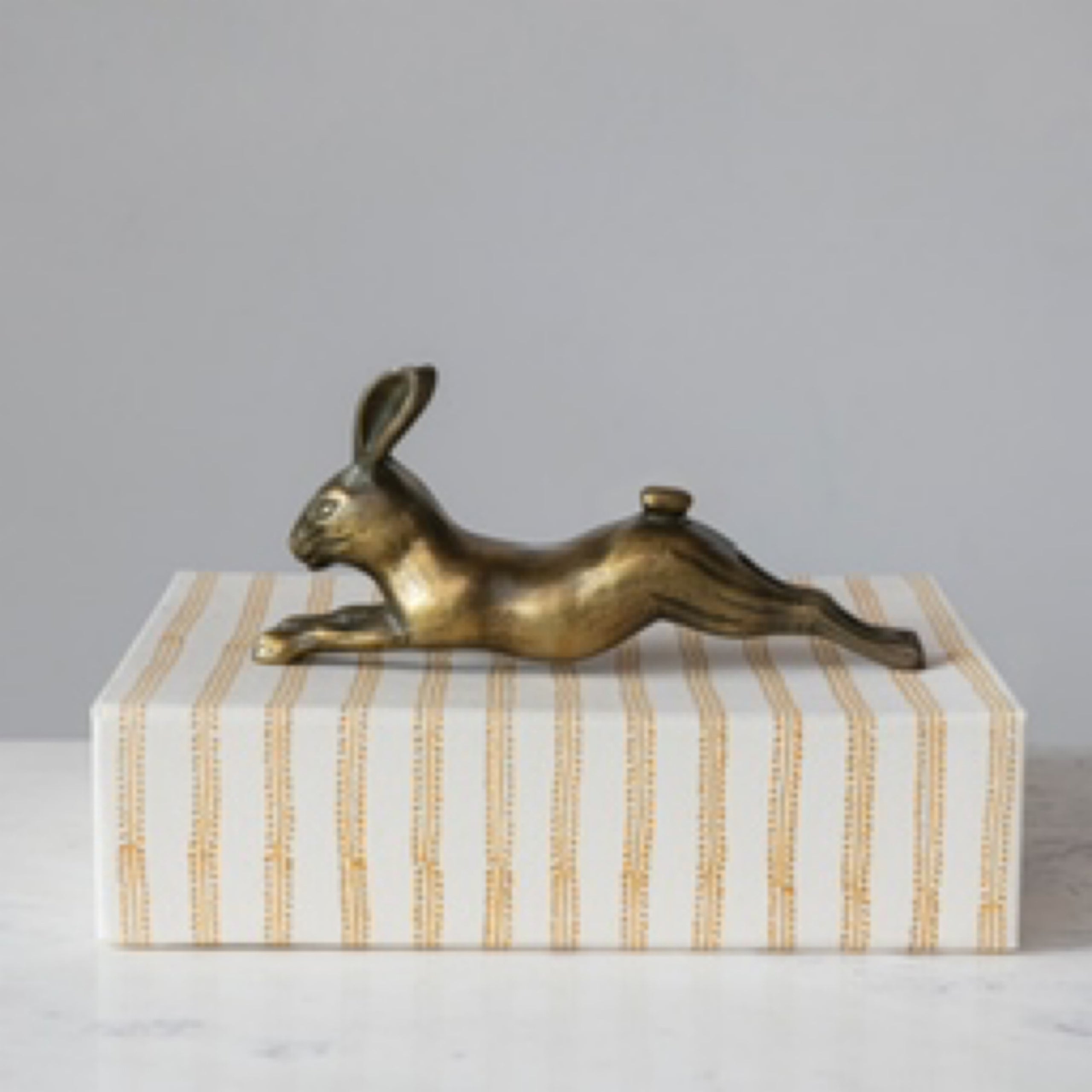 Cast Aluminum Rabbit, Antique Brass Finish | Finch + Fern
